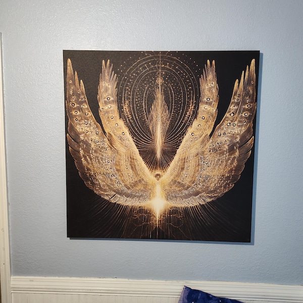 Arch Angel Canvas Metatron Cube Wall Hanging Art Decor, Above Couch ...