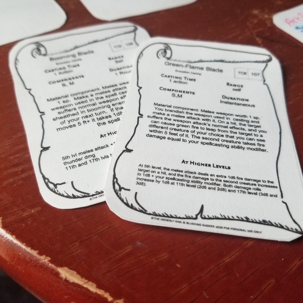 Spell Cards | Printable Fillable PDF| Dungeons and Dragons 5e ...