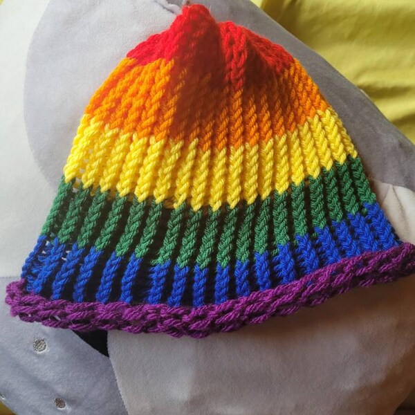 Handmade Reversible Knitted Pride Beanie Hat LGBTQ+ Pride - Etsy Australia