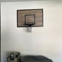Weathered Gray Indoor Basketball Hoop. Wood Wall Mounted Basketball ...