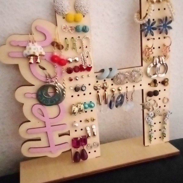 Personalized Earring Holder - Custom Earring Display, Wood Jewelry ...