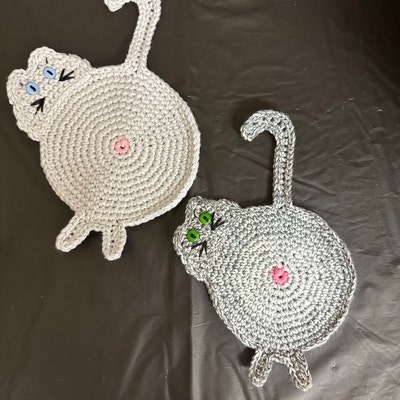 Cat Coaster Crochet Pattern PDF Crochet Cat Drink Coaster Pattern Fat ...