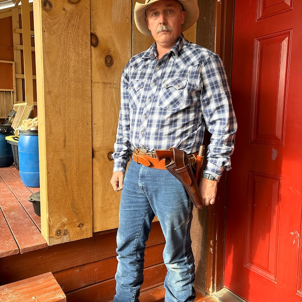 Western Cowboy Single Action Leather Holster Cross Draw RH - Etsy