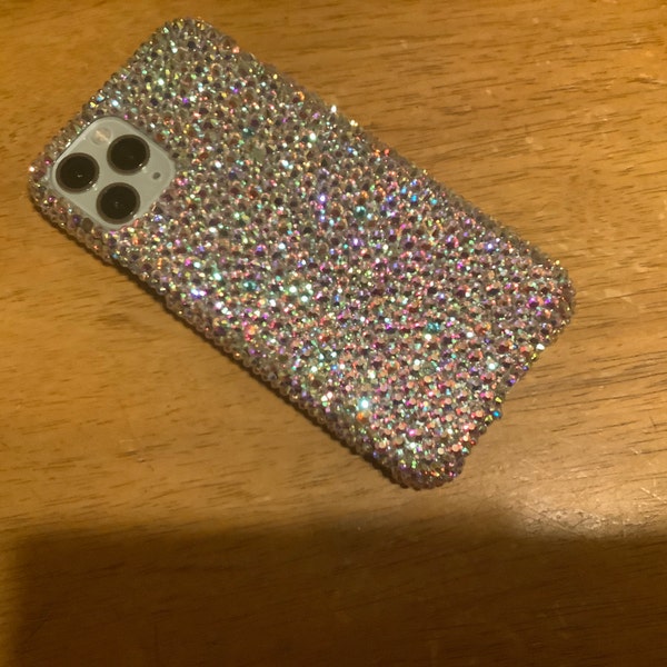 Iridescent Bling Out Phone Cases Back Cover Rhinestone Bedazzled Custom ...
