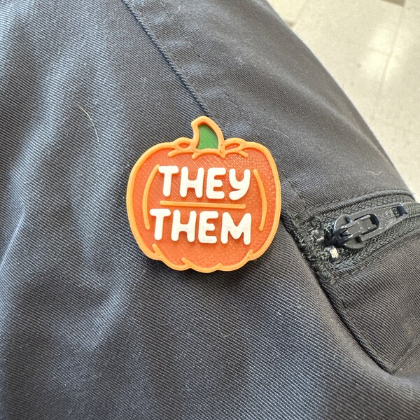 Pumpkin Pronouns Pins *GLOW in the DARK* She/her, He/him, They/them ...