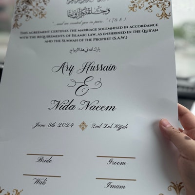 Certificates, A3 Documents, Islamic Marriage, Printed, Nikah ...