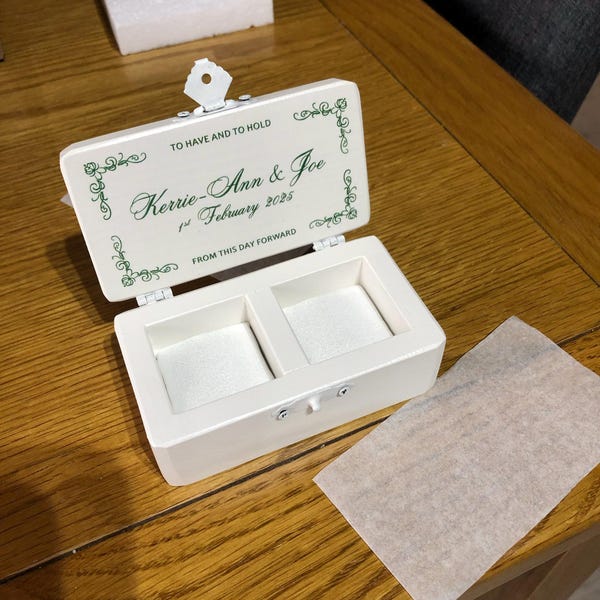 White Engagement Ring Box, Proposal Ring Box, White Ring Box, Custom ...
