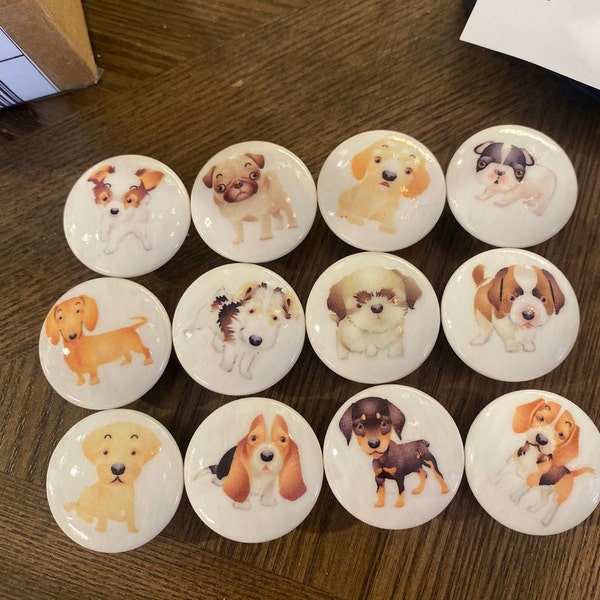SET OF SIX, 1.5",dog Knobs,cabinet Knobs,drawer Pulls,rottweiler,yorkie ...