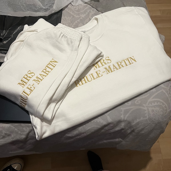Personalized Bridal Tracksuit, Embroidered Wifey Sweatshirt, Wedding ...