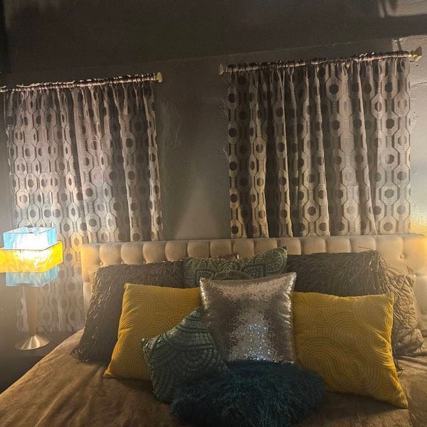 Luxury Black Gray Patterned Curtains for Home , Modern Brown Cream Gray ...