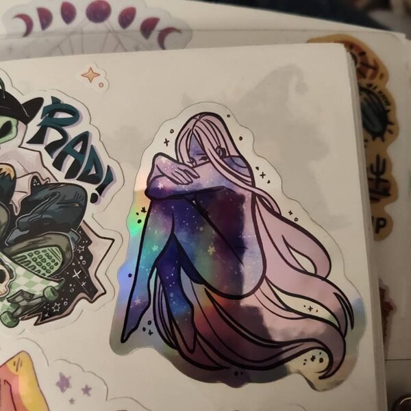 Galaxy Girl Holographic Cute Aesthetic Celestial Vinyl Weatherproof ...