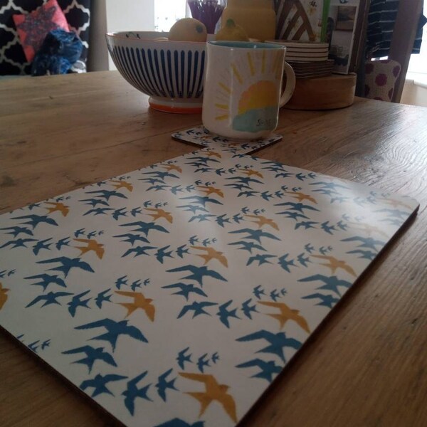 Set of 4 Green Contemporary Coasters // Geometric Cork Backed Coasters ...