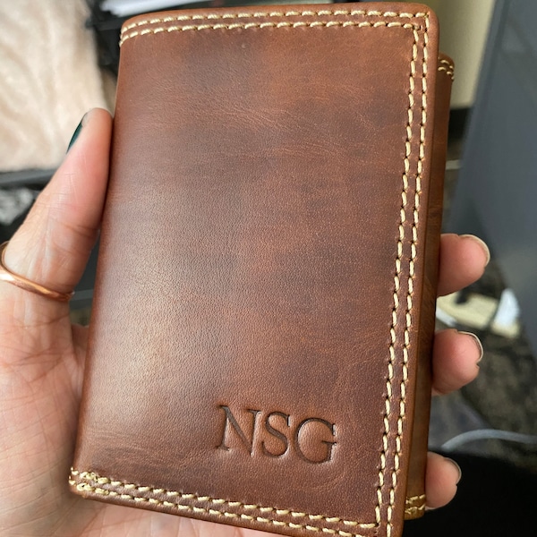 AG Wallets Personalized Mens Handmade Vintage Distressed Leather ...