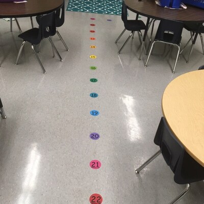 Teacher's Helper Set of 27 Floor Decals. Spots: line Leader, door ...