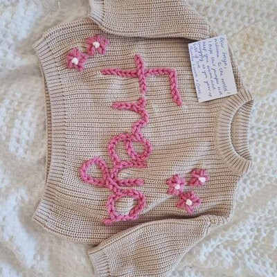 Personalised Childrens Name Jumper Oversized Personalised Jumper Hand ...