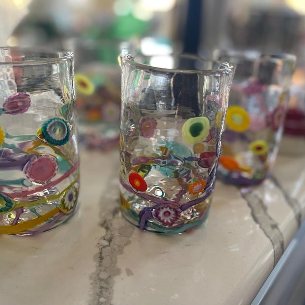 Set of 2 Party Cups. Handblown Glassware-happy Glass, Fun Barware ...