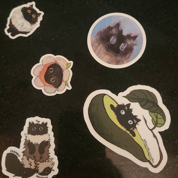 Avocado Noodle Sticker, Vinyl Cat Sticker, Avocato Sticker 3x2.5" - Etsy