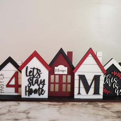 Family Home Standing Houses Centerpiece File SVG, Mantle Decor ...