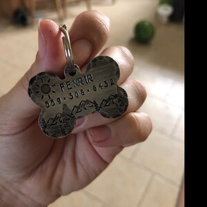 Rustic Dog ID Tag Hand Stamped Personalized Dog Bone ID Dog Name Tag ...