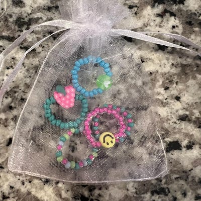 Custom Beaded Rings, Smiley Face Ring, Initial Bead Rings, Happy Face ...