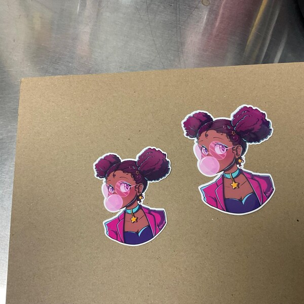 Cute Anime Pink Lo-fi Girl Relaxing Neon Hair Listing to Music With ...