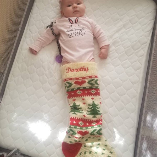 Personalized Knit Stocking, Embroidered Knit Stockings, Red Knit ...