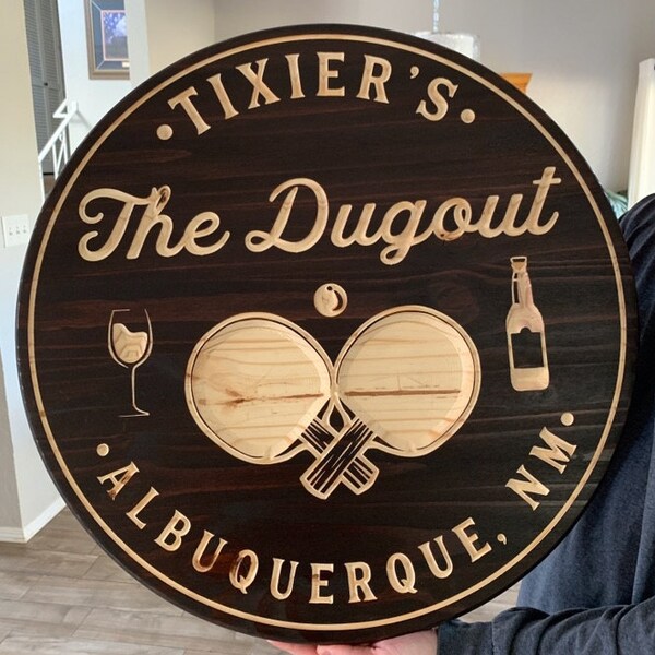 Game Room Sign, Man Cave, Personalized Signs, Ping Pong, Round Wood ...