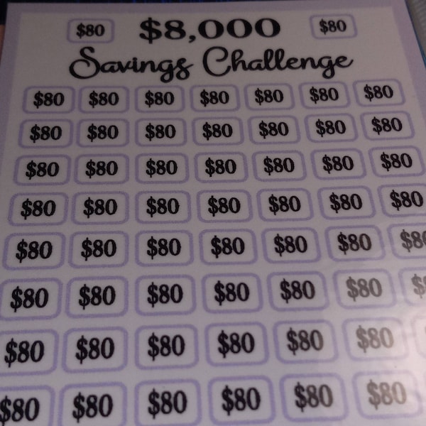 8000 Dollar Savings Challenge, Savings Challenge Envelopes, Savings ...