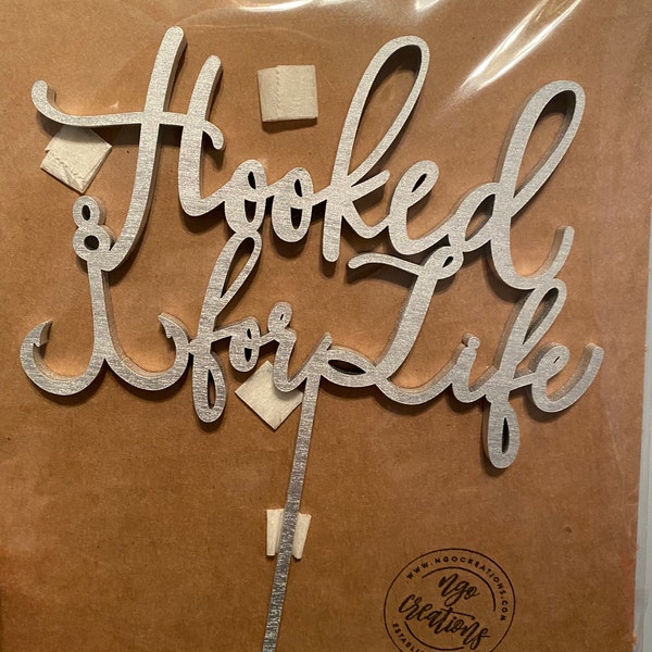 Hooked for Life Wood Cake Topper, Fishing Wedding Decor - Etsy