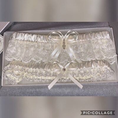 Ivory Lace Garter Set, Ivory Wedding Garter Set, Ivory Garter Set ...
