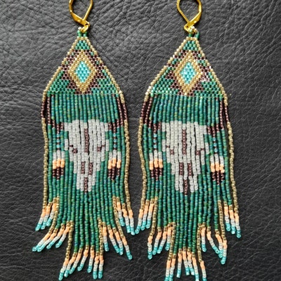 Wolf Seed Bead Earring Pattern Brick Stitch Earring Pattern - Etsy