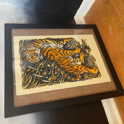 Sloth Linocut Relief Print on Dyed Paper - Etsy