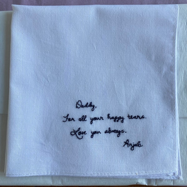 Hand-written Personalised Cotton Embroidered Keepsake Custom ...