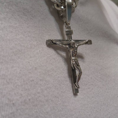 Personalized Silver Jesus Cross Necklace, Handmade Crucifixion of Jesus ...
