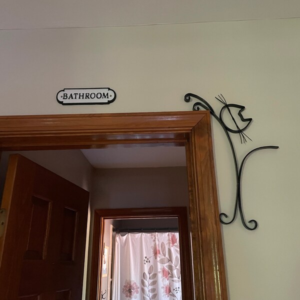 Cat Wall Decor - Metal Wall Art - Metal Cat Window Frame Topper - Door ...