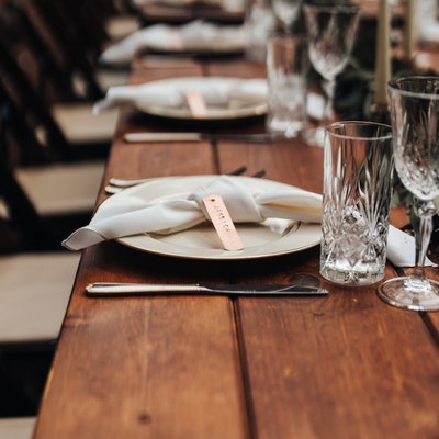 Personalised Name Tags, Copper Name Tag, Hand Stamped Place Card, Hand ...