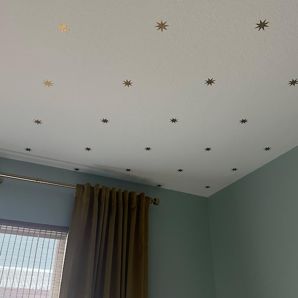 Gold Ceiling Decals. 2 Inch Stars. 8 Point Star Decals. Geometric Wall ...