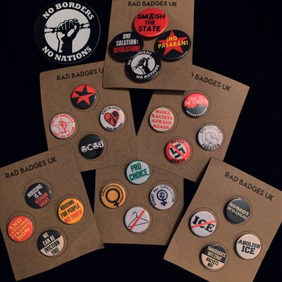 Antifascist Badge Set 4 Anti-fascist Anti-nazi Pin Buttons Antifa ...