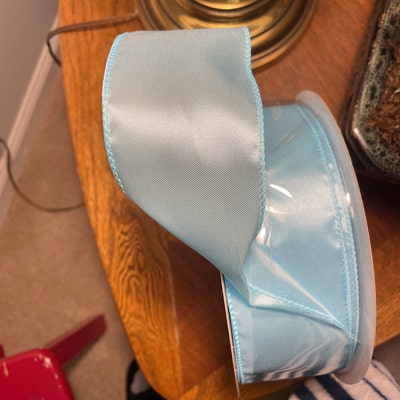 1.5 or 2.5 Light Blue or Pale Blue Satin Wired Ribbon Wired Edges 10 ...