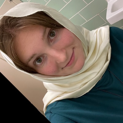 Dotted Handmade Scarf With Tapered Ends, Tulle Head Covering for Church ...