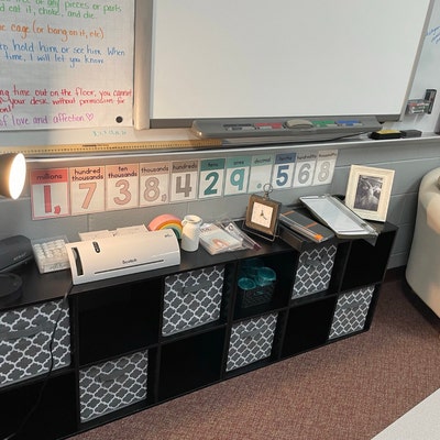 CALM COLORS Place Value Display Math Posters Modern Rainbow Classroom ...