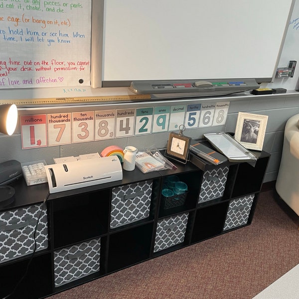 CALM COLORS Place Value Display | Math Posters | Modern Rainbow ...