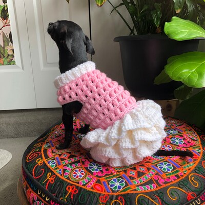 Crochet PATTERN, Lottie and Lulus Puff Stitch Tutu Crochet Dog Jumper ...