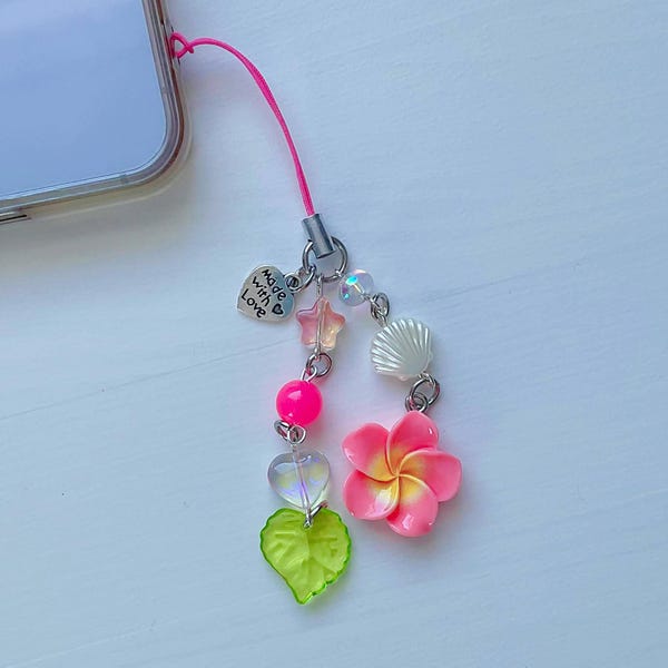 Tropical 2000s Summer Hibiscus Phone Charms, Cute Beach Themed Unique ...