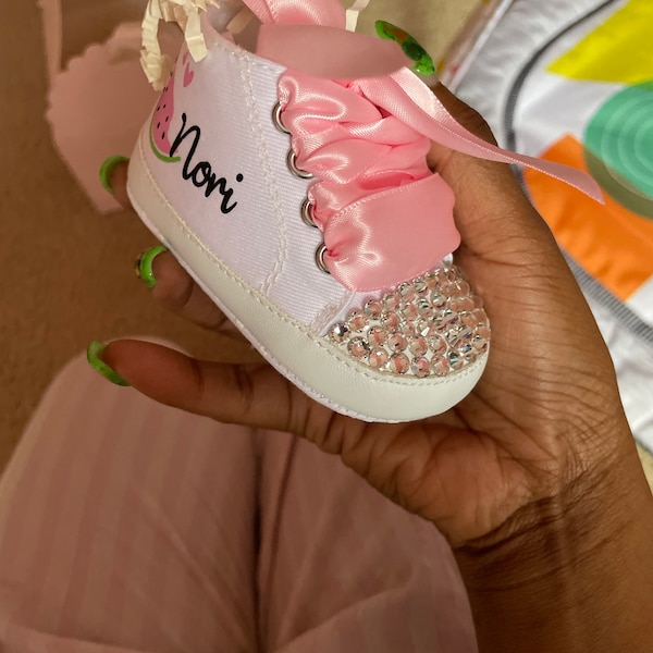 One in a Melon First Birthday, Baby Girl Booties,sweet One Shoes,one in ...
