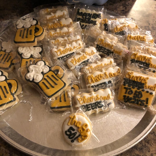 50th Birthday Beers and Cheers Birthday Sugar Cookies - Etsy