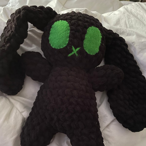 Customizable Large Crochet Bunny- Black, Year of the Rabbit, Creepy ...