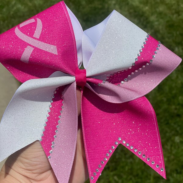 Pink Glitter Custom Breast Cancer Cheer Bow. Price Listed is "per Bow ...