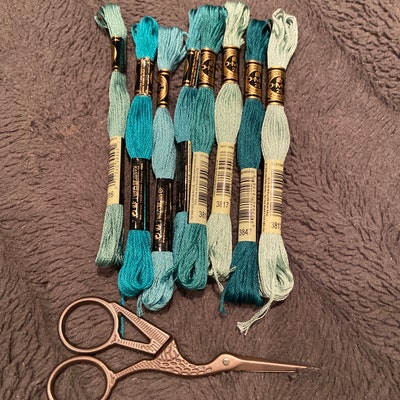 8x Teal DMC Flosses, Dmc Threads, DMC Kit, Dmc Set of Colors, Dmc ...