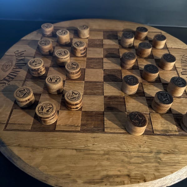 Whiskey Barrel Checkerboard: Handmade Rustic Board Game With Wood ...